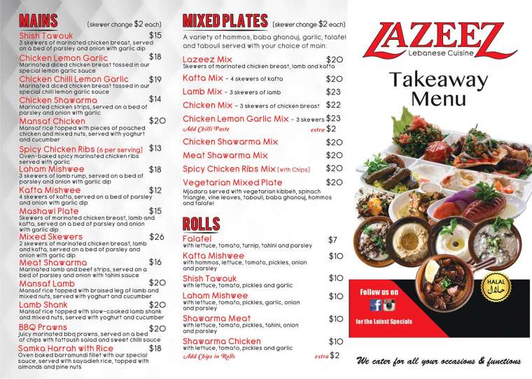 Menu – Lazeez Lebanese Cuisine